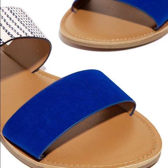 ShopFor_Fun Boutique | Shoes | Newladies Bluewhite Double Bands Flat ...